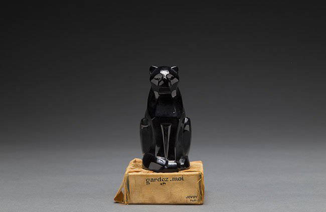 Baccarat Opaline Black Glass Panther Perfume Bottle