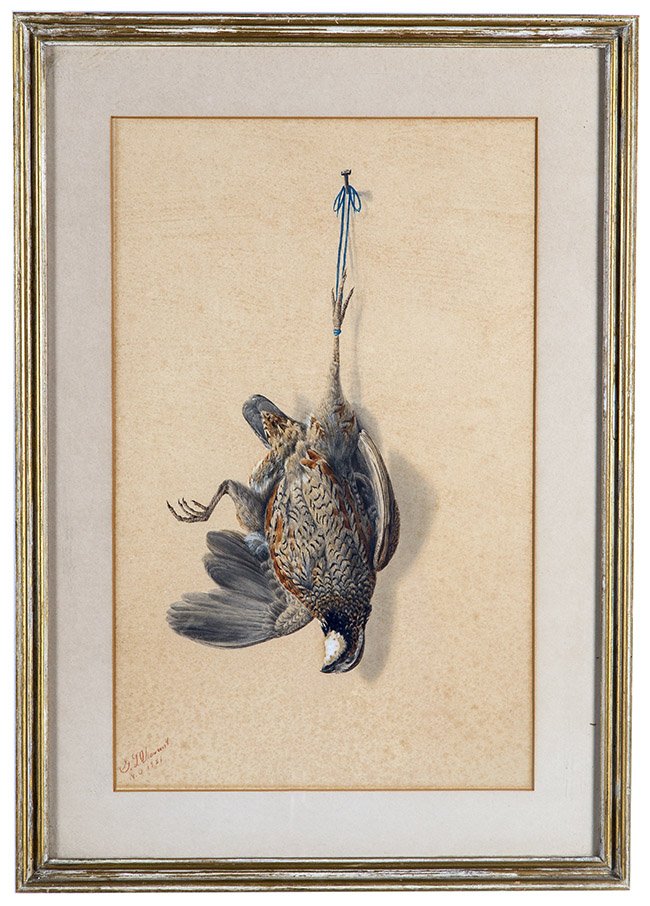 GEORGE L. VIAVANT, WATERCOLOR, BOBWHITE QUAIL, 1921
