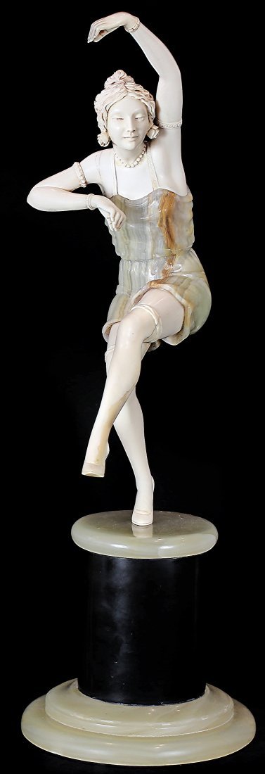 ART DECO STYLE ONYX AND IVORY FEMALE DANCER