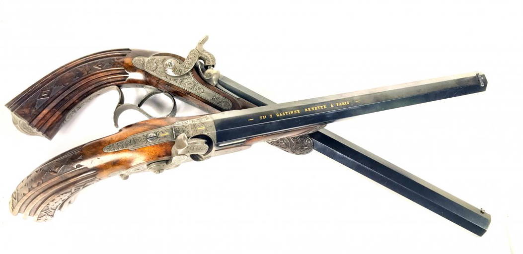A Fine Cased Pair Of French Dueling Pistols, Circa 1850
