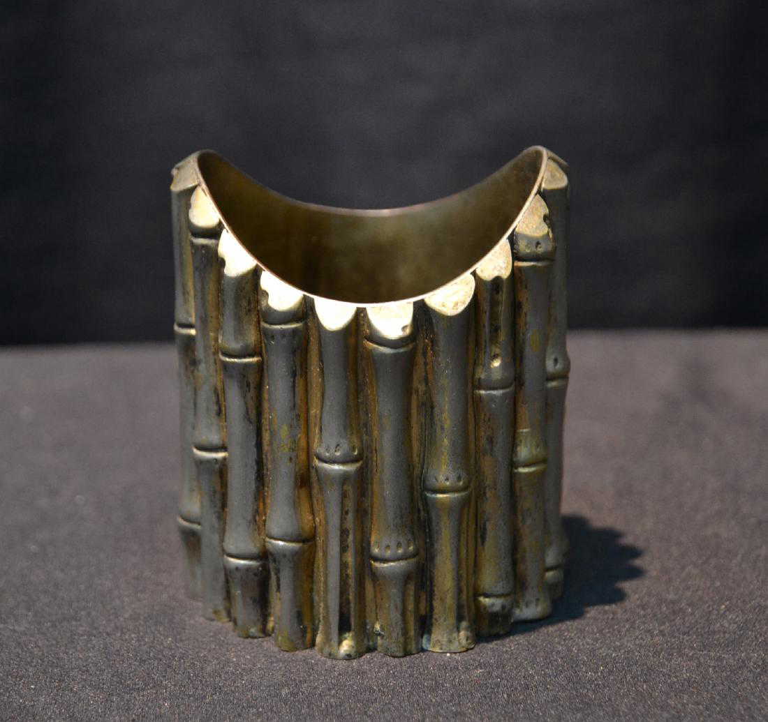 BRONZE BAMBOO FORM PENCIL HOLDER MARKED bronze-bamboo-form-pencil-holder-marked