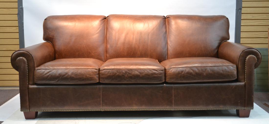 Thomasville Leather 3 Seat Benjamin Sofa