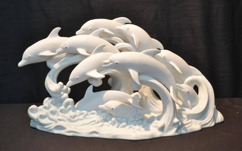 Large Lenox Porcelain "a Gathering Of Dolphins"