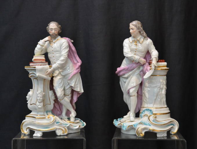 (pr) 19thc Chelsea Porcelain Figures