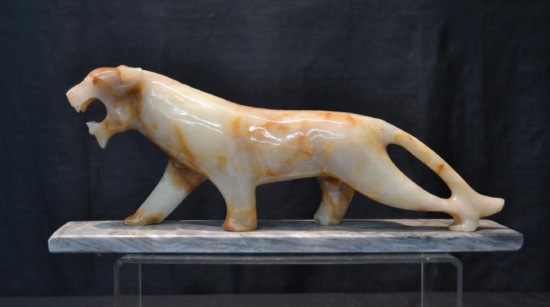 CARVED ONYX TIGER - 16" x 3 1/2" x 7"