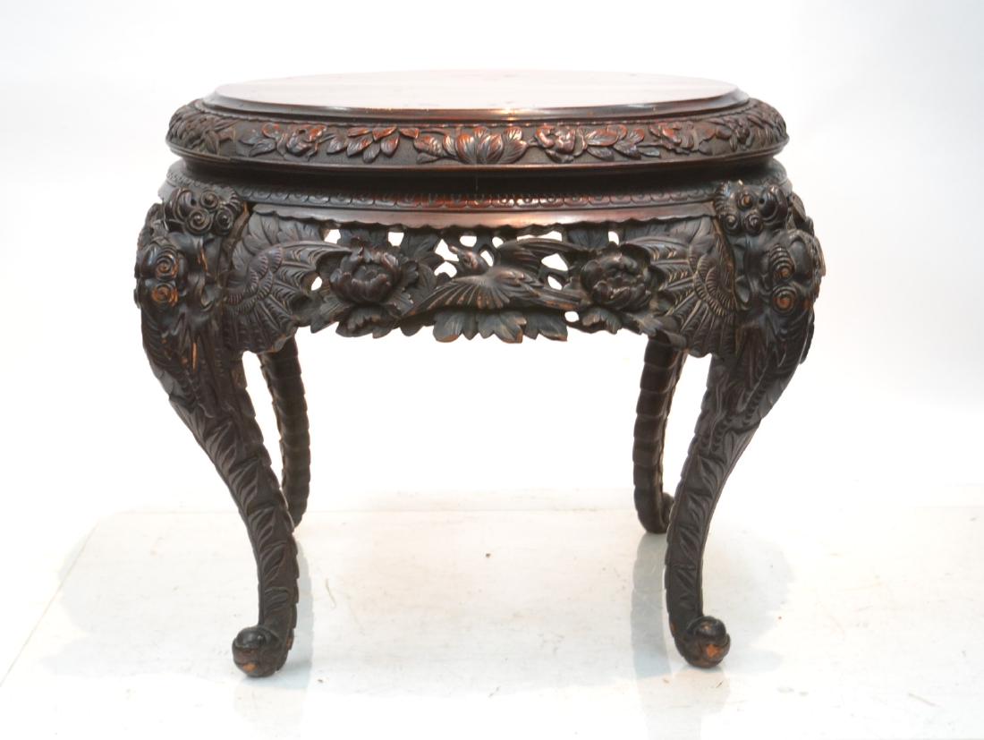 LARGE JAPANESE MAHOGANY TABLE WITH CARVED DRAGONS