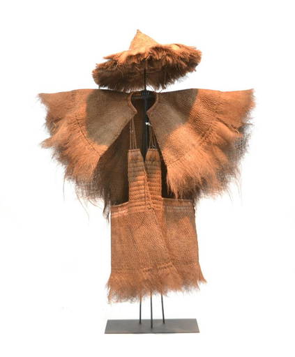 Antique Chinese Straw Outfit On Stand