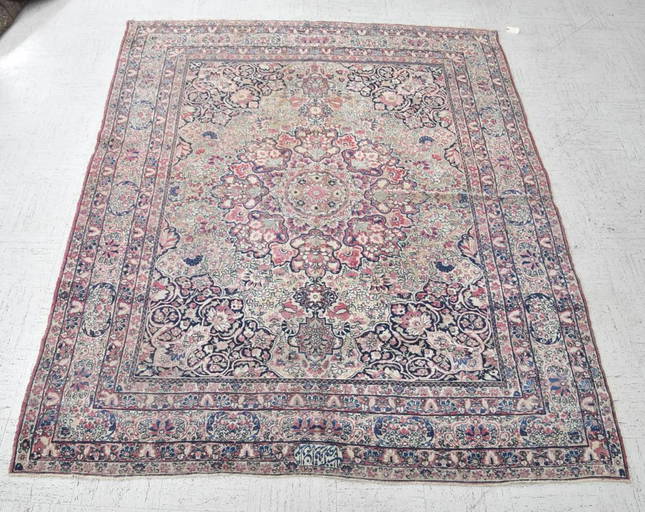 7' 6" X 9' 4" Antique Kerman Rug , Signed