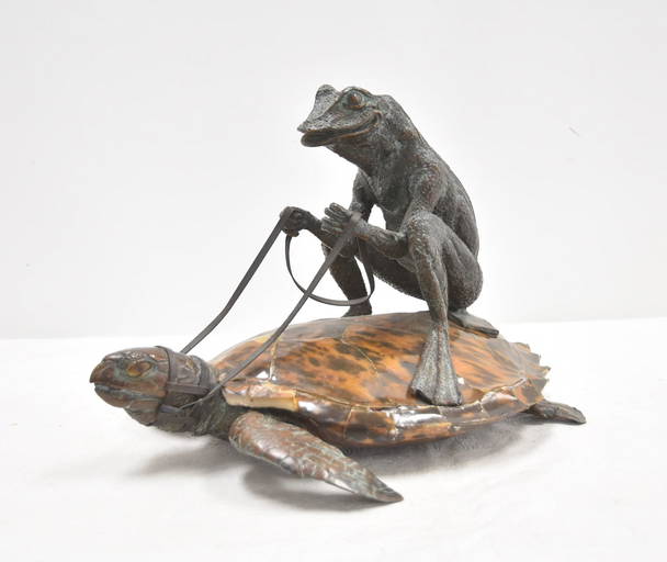 Maitland Smith Bronze Frog Riding Turtle