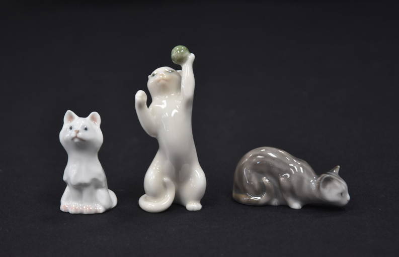 (3) Miniature Royal Copenhagen Cats