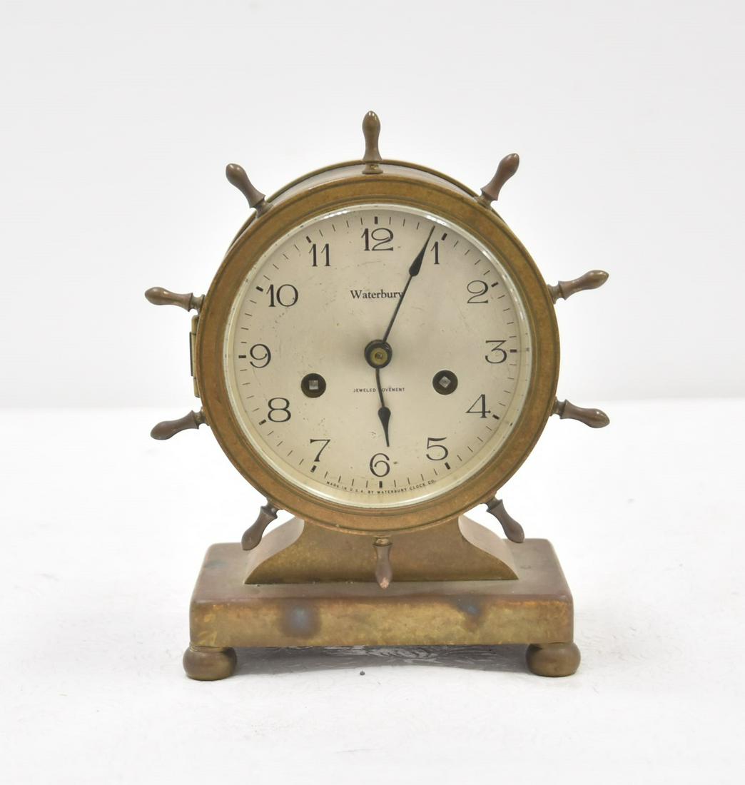 Waterbury Bronze Ships Clock With Key