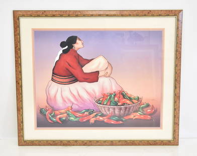 R. C. Gorman, Woman With Chili Peppers, 1976