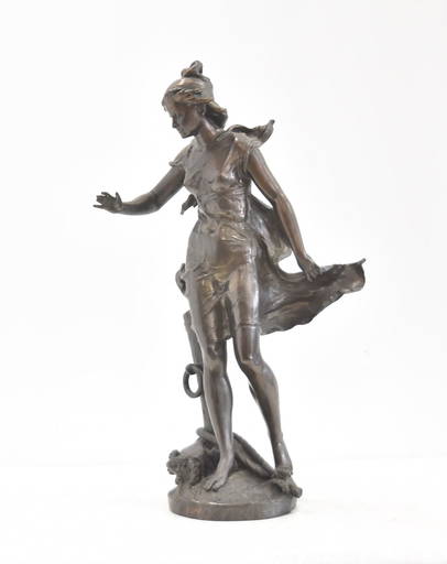 Ernest Ferrand White Metal Statue Of Woman