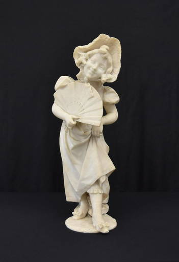 Carved Alabaster Girl With Fan