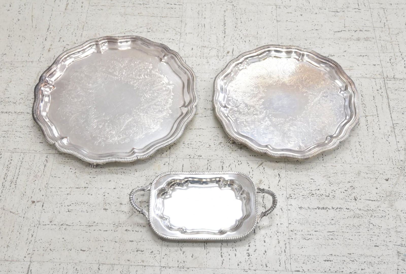 (3) Silver Plate Serving Platters