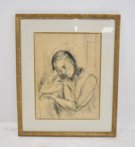 Joseph Floch , Pencil Drawing Of Woman