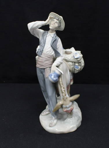 Lladro "typical Peddler" Man With Donkey