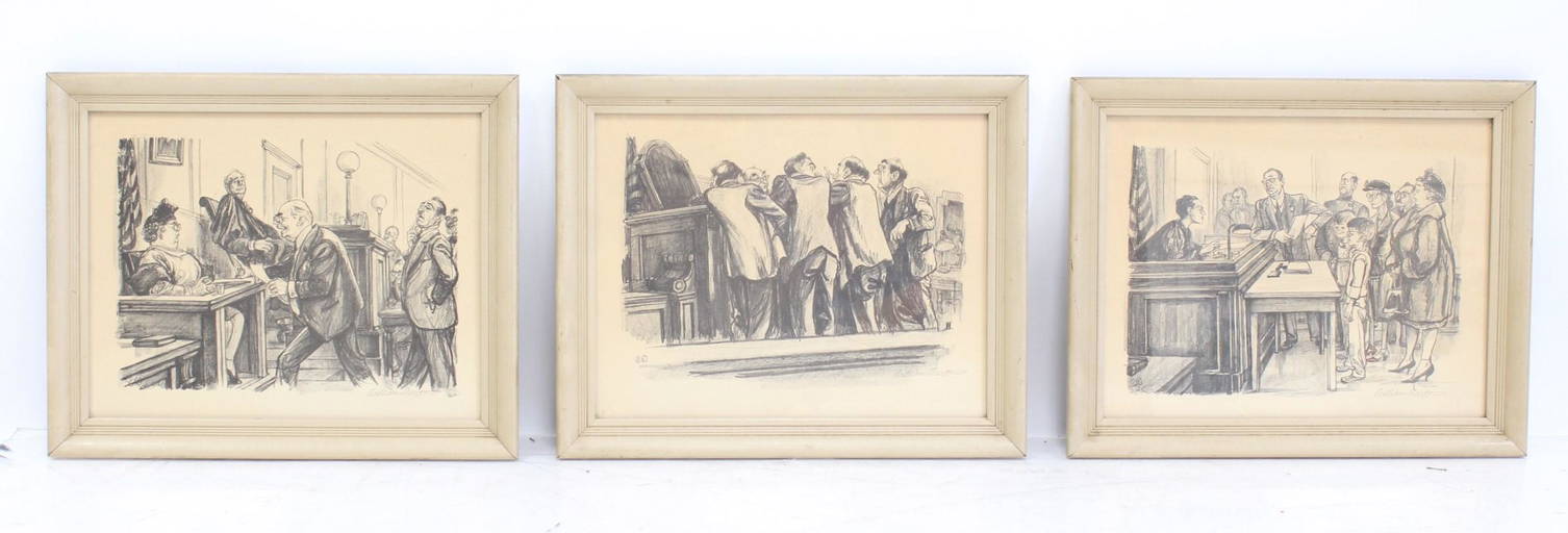 (3) William Sharp Court Scene Etchings