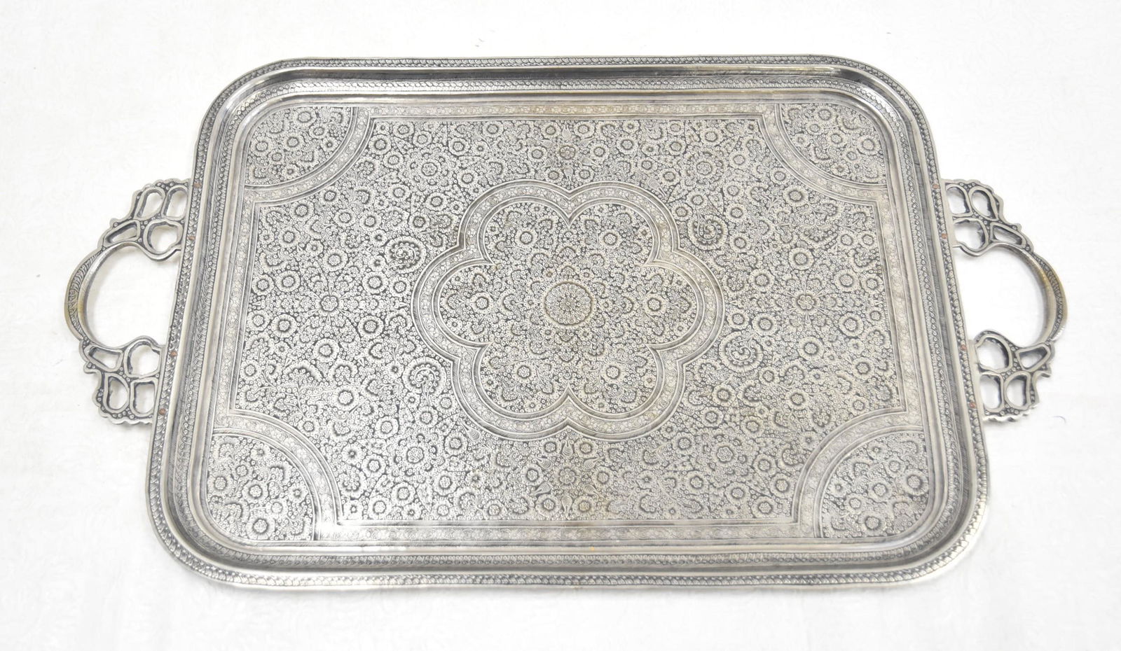 TWIN HANDLE INDIAN ? SILVER PLATE & ENAMEL TRAY - Mar 28, 2023 | Echoes ...