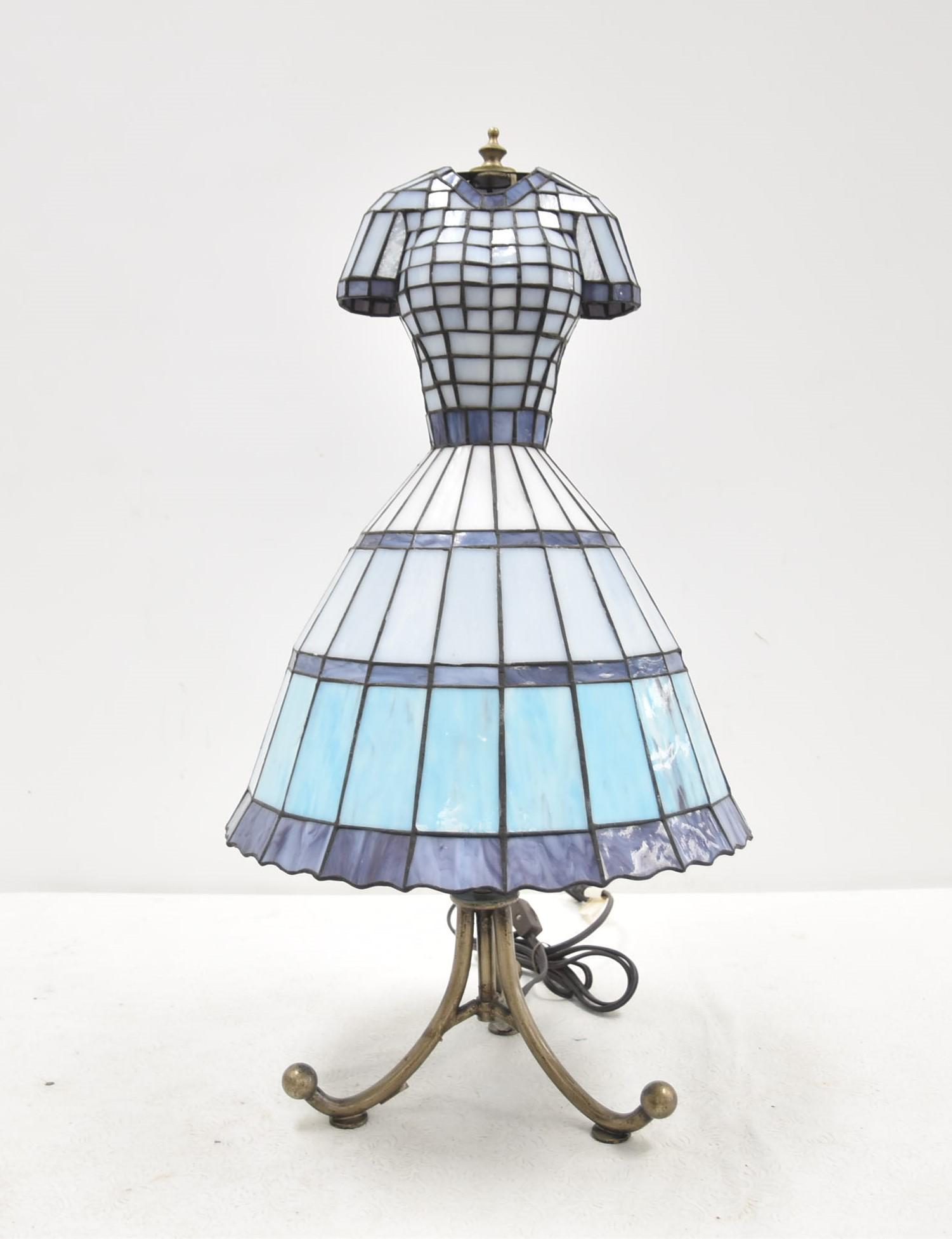 Leaded Glass Dress Form Lamp Auction