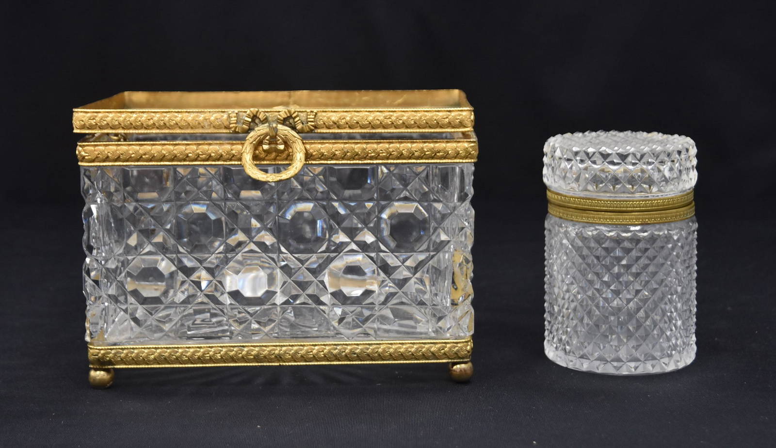 (2) Antique French Cut Glass Boxes Auction