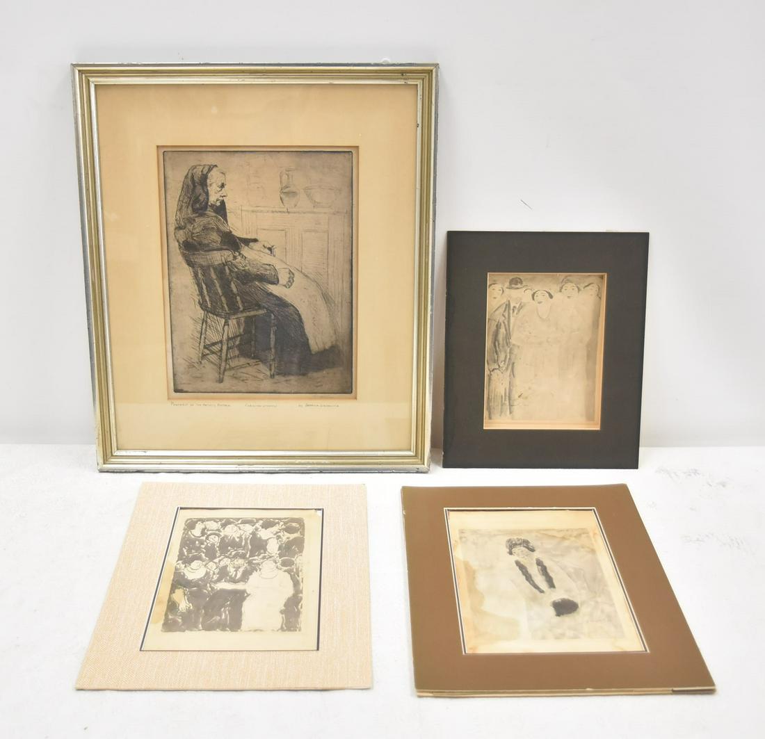(4) Abraham Walkowitz , Etchings Auction
