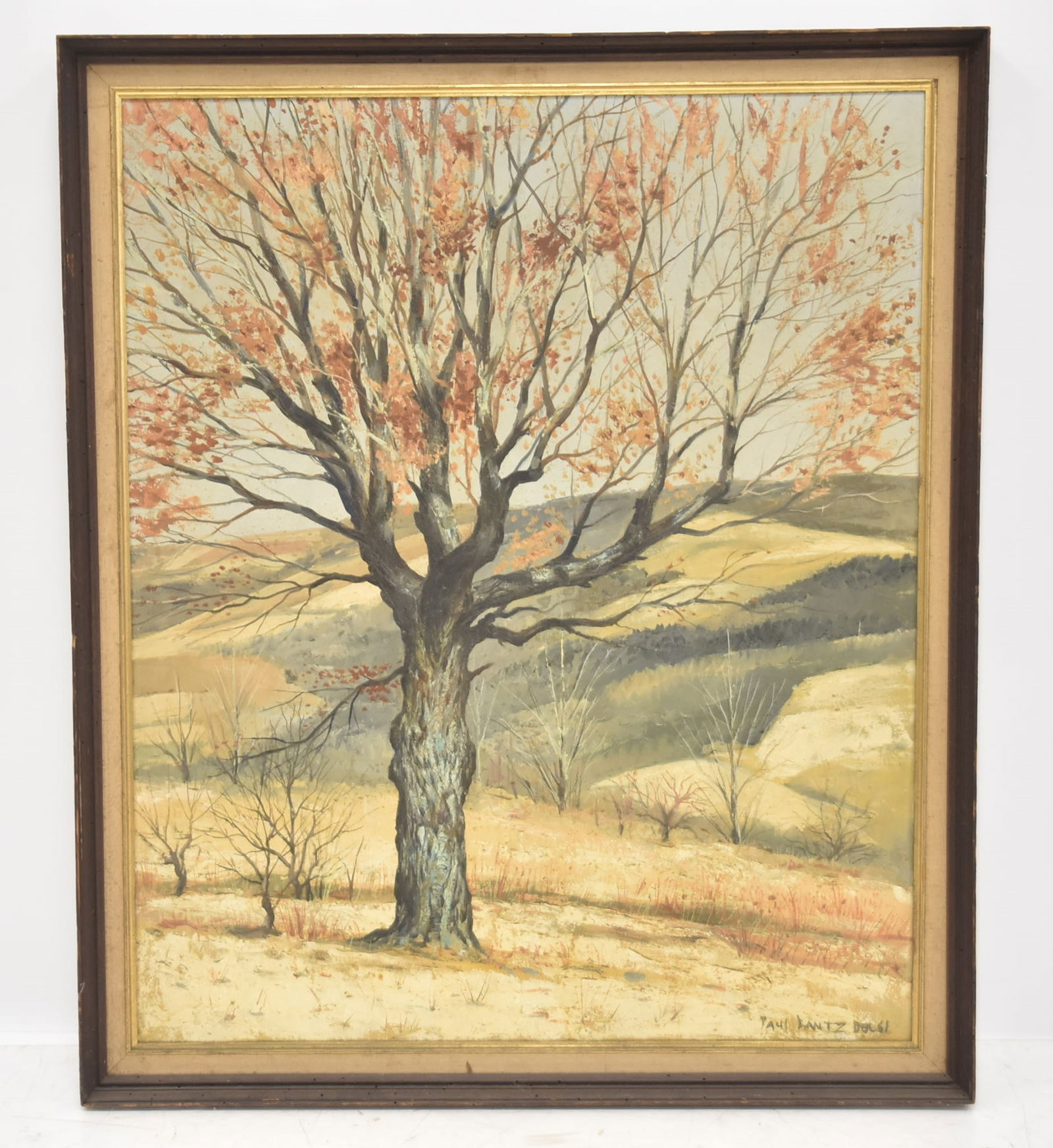 Paul Lantz , Oil On Canvas Hillside Trees Auction