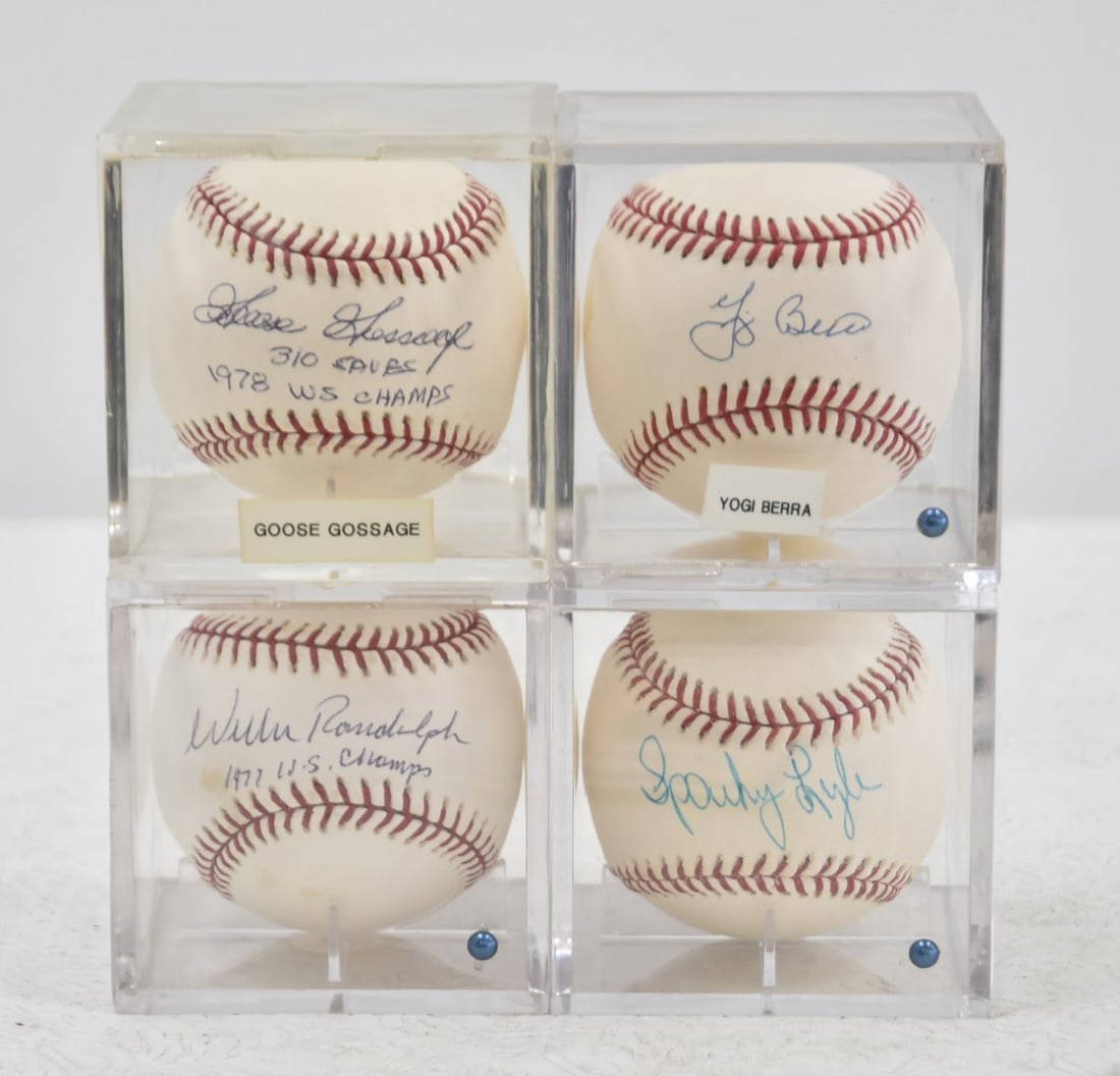 (4) 1970s New York Yankees Autographed Baseballs Auction