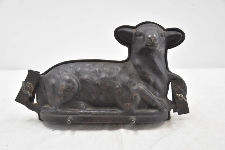 Large Antique Seated Lamb Chocolate Mold