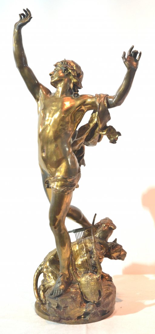 LARGE BRONZE ORPHEUS & CERBERUS SCULPTURE