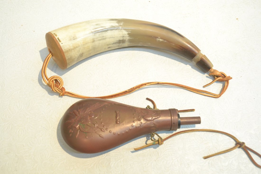 REPLICA CIVIL WAR POWDER FLASK & POWDER HORN