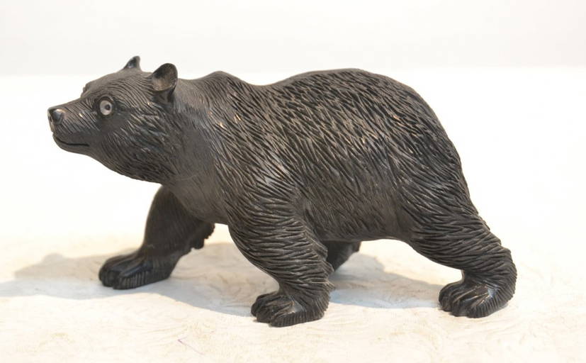 Black Obsidian Bear With Crystal Eyes