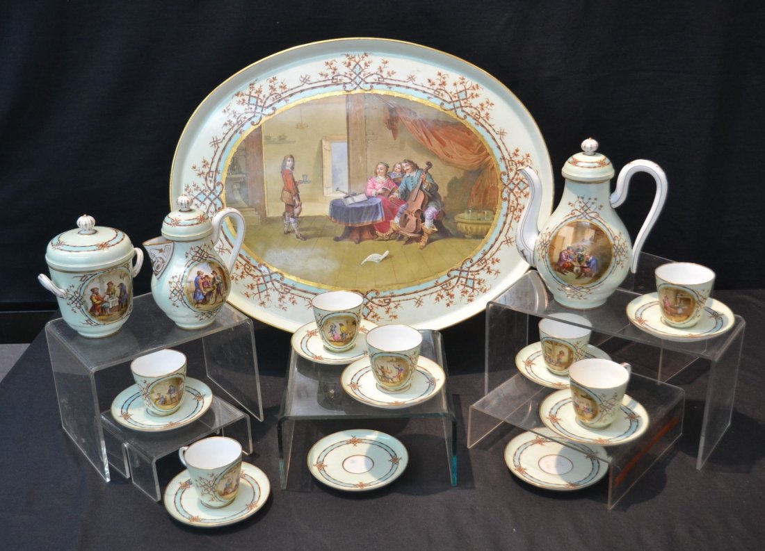 HAND PAINTED RUSSIAN PORCELAIN TEA SET