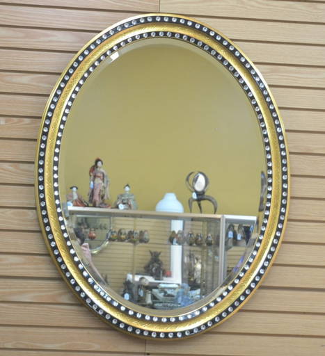 Oval Contemporary Mirror With Jewels