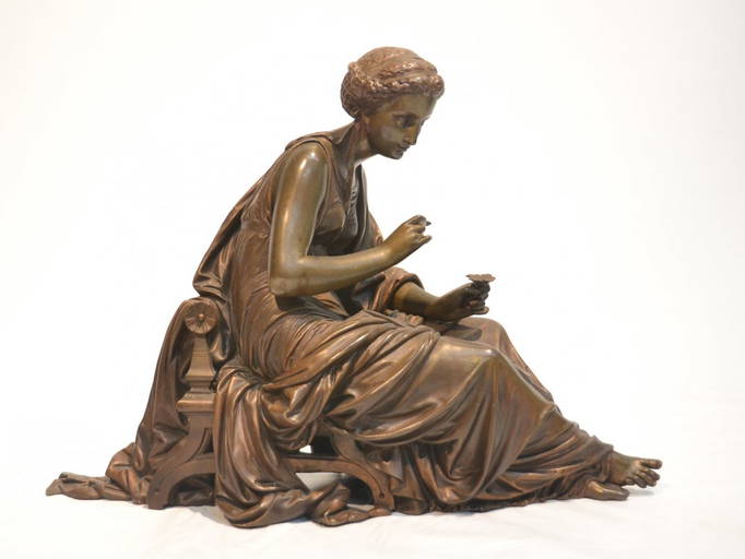 French Bronze Reclining Classical Woman