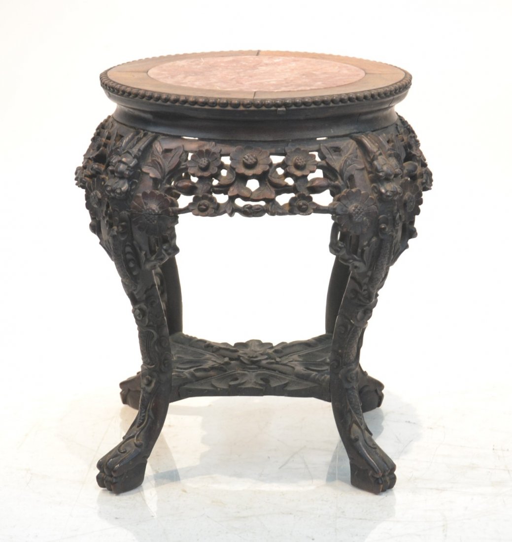 Marble Top Carved Asian Taboret Stand - Sep 15, 2013 | Quinn's Auction ...