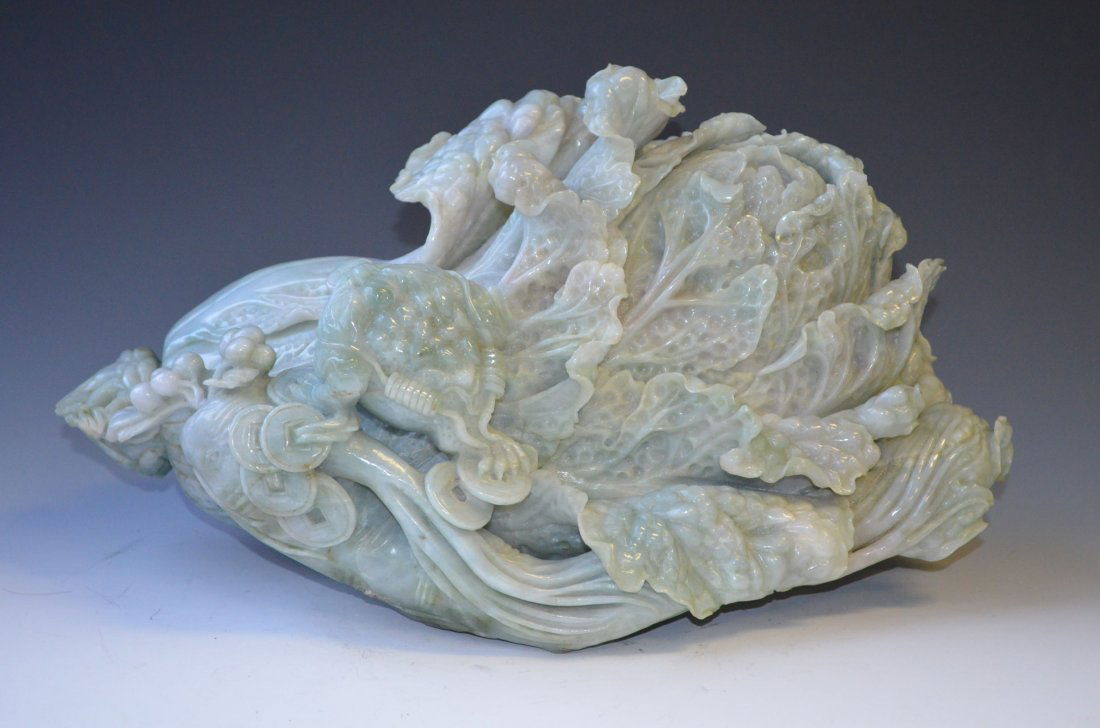 Chinese Carved Pale Green Jadeite Cabbage