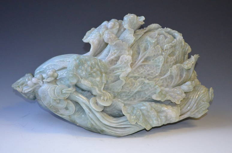 Chinese Carved Pale Green Jadeite Cabbage