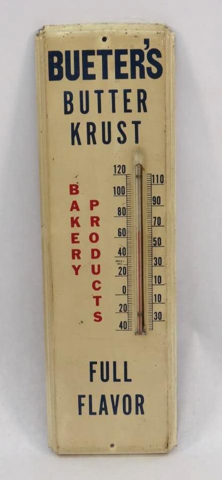 Vintage Bueter's Butter Krust Advertising Thermometer Auction