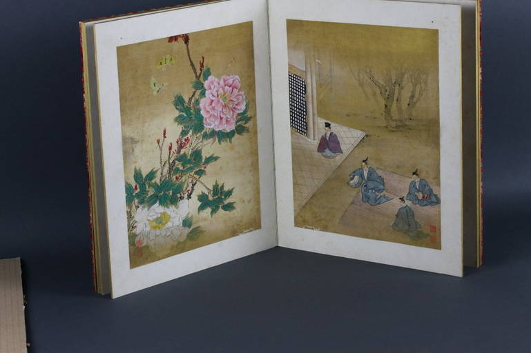 Twelve Antique Japanese Paintings In Book