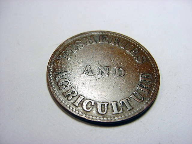 1855 Canada Fisheries & Agriculture 1 Cent Token