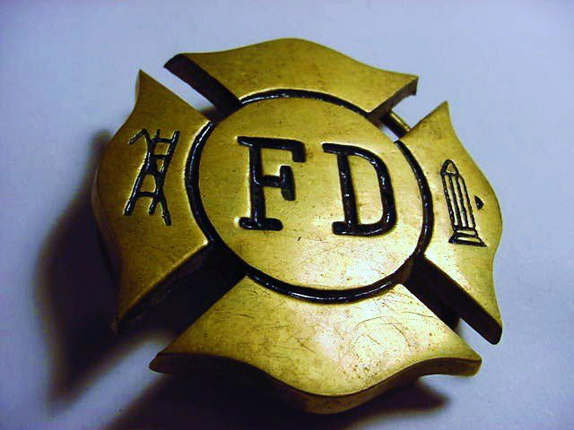 FIRE DEPARTMENT BRASS BELT BUCKLE