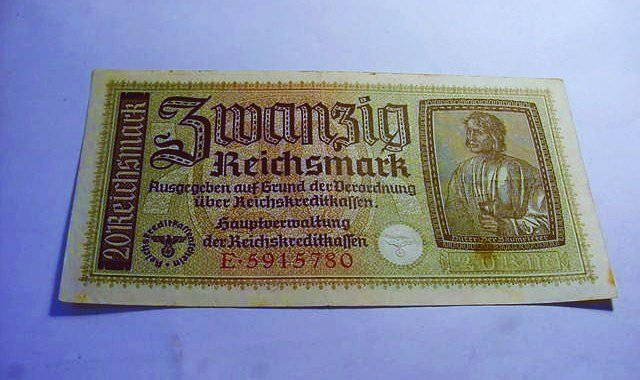 Nazi German 20 Reichsmark Banknote