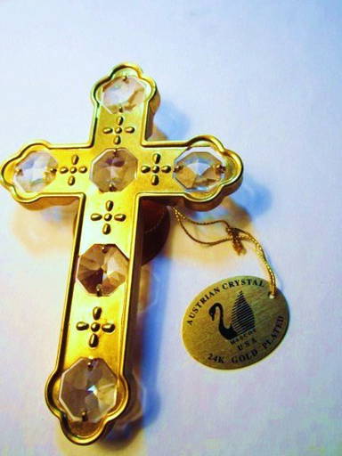 Vintage 24k Goldplated Austrian Crystal Cross Original