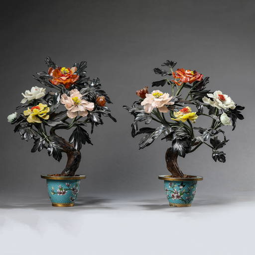 Pair of Cloisonne Enamel Bonsais - Mar 29, 2022 | China Arts Auction in CA