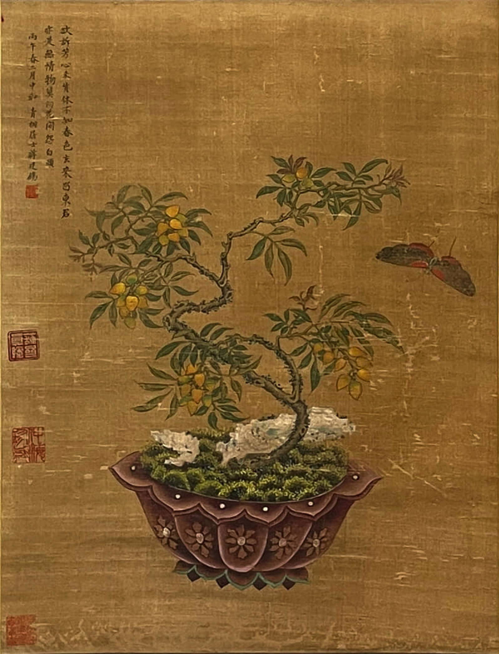 A Chinese Flower Painting, Ink And Color On Silk, Attributed To Jiang ...