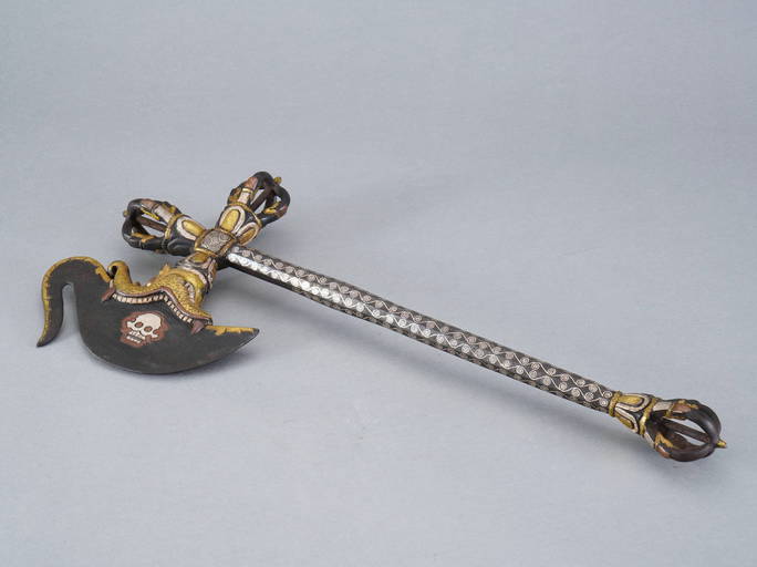 An Iron, Gold And Silver Inlaying Bronze Buddhist Implement
