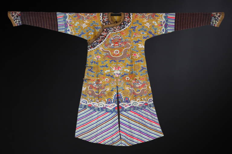 An Embroidered Yellow Kesi Dragon Robe