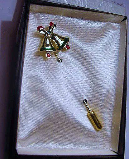 Vintage Christmas Stick Pin Original Box
