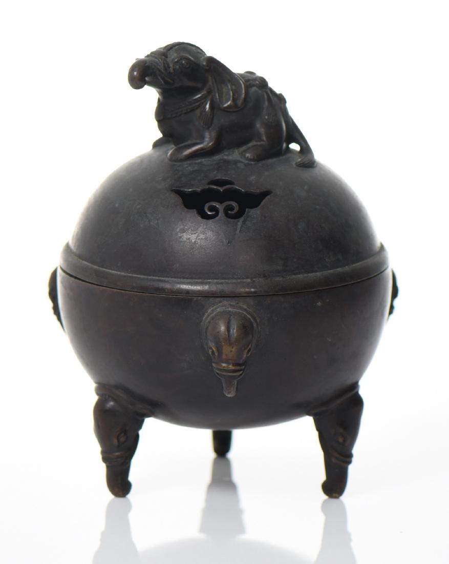 Chinese Bronze Censor With Elephant Mount.